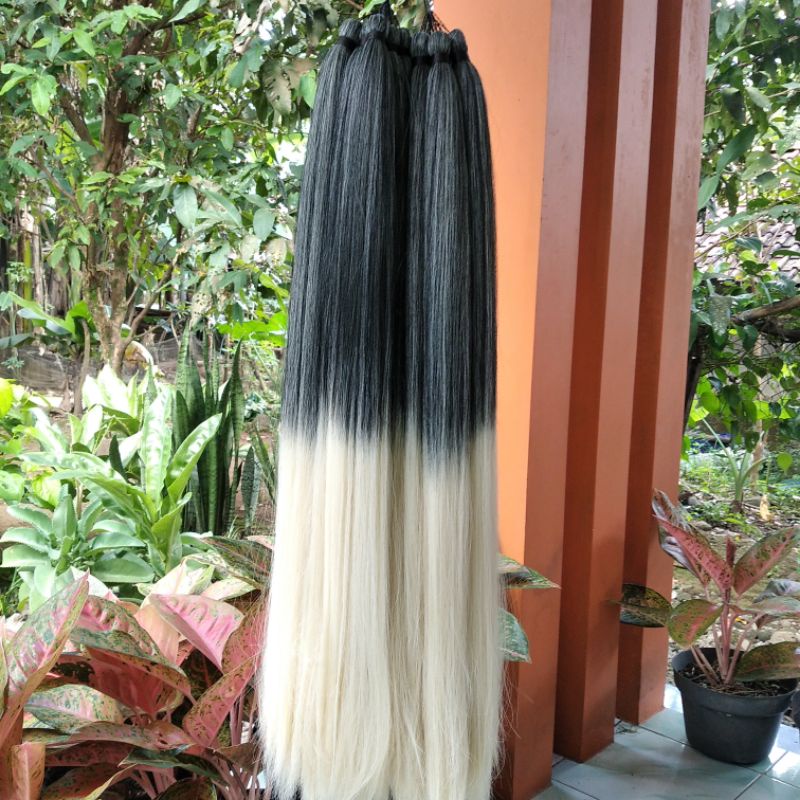 Jual CEMARA OMBRE 2 WARNA HITAM PUTIH TULANG RAMBUT SINTETIS HALUS ...