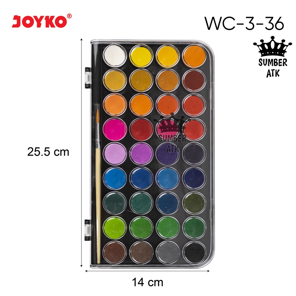 Jual Watercolor Set Cat Air Joyko WC-3 12 , 16 , 28 , 36 , 48 COLOR ...