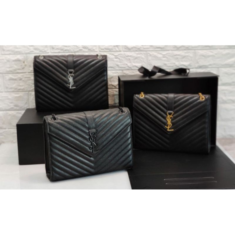 Jual tas bahu Ysl envelope caviar jumbo 29cm incld BOX Magnet | Shopee ...