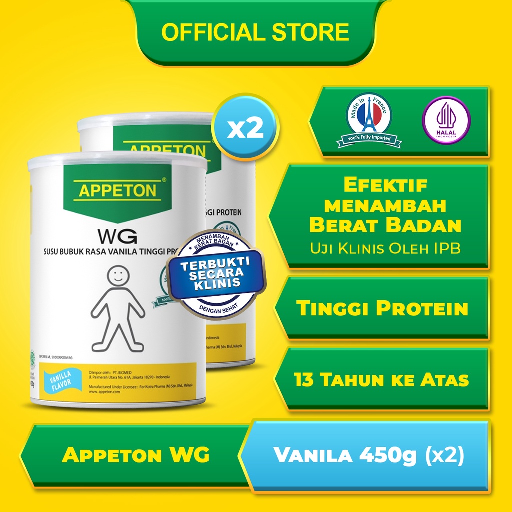 Jual Appeton Weight Gain Adult VANILLA 450gr (Bundle 2 Kaleng) | Shopee ...