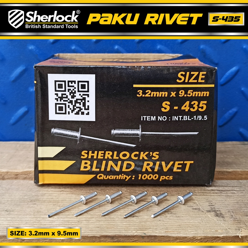 Jual Paku Rivet Sherlock S - 435 size 3,2 mm x 9,5 mm (isi +/- 1000 pcs ...