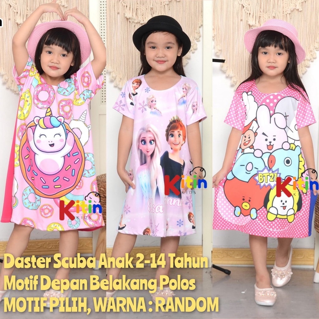 Jual ER - Daster Dress Terusan Tunik Anak Scuba Import Motif Frozen ...