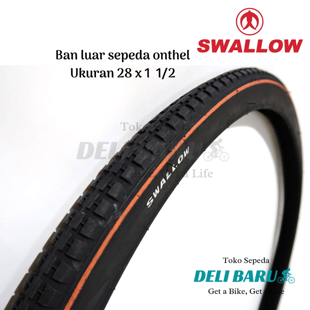 Jual Swallow Ban luar 28 x 1 1/2 hitam list orange sepeda onthel ...