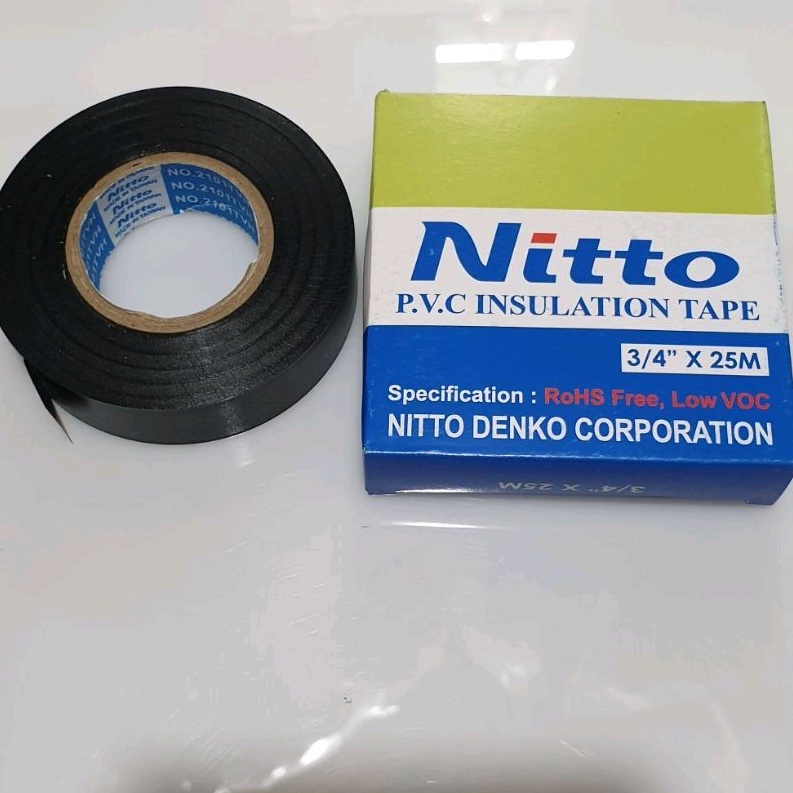 Jual isolasi listrik nitto 3/4 25mm warna hitam | Shopee Indonesia