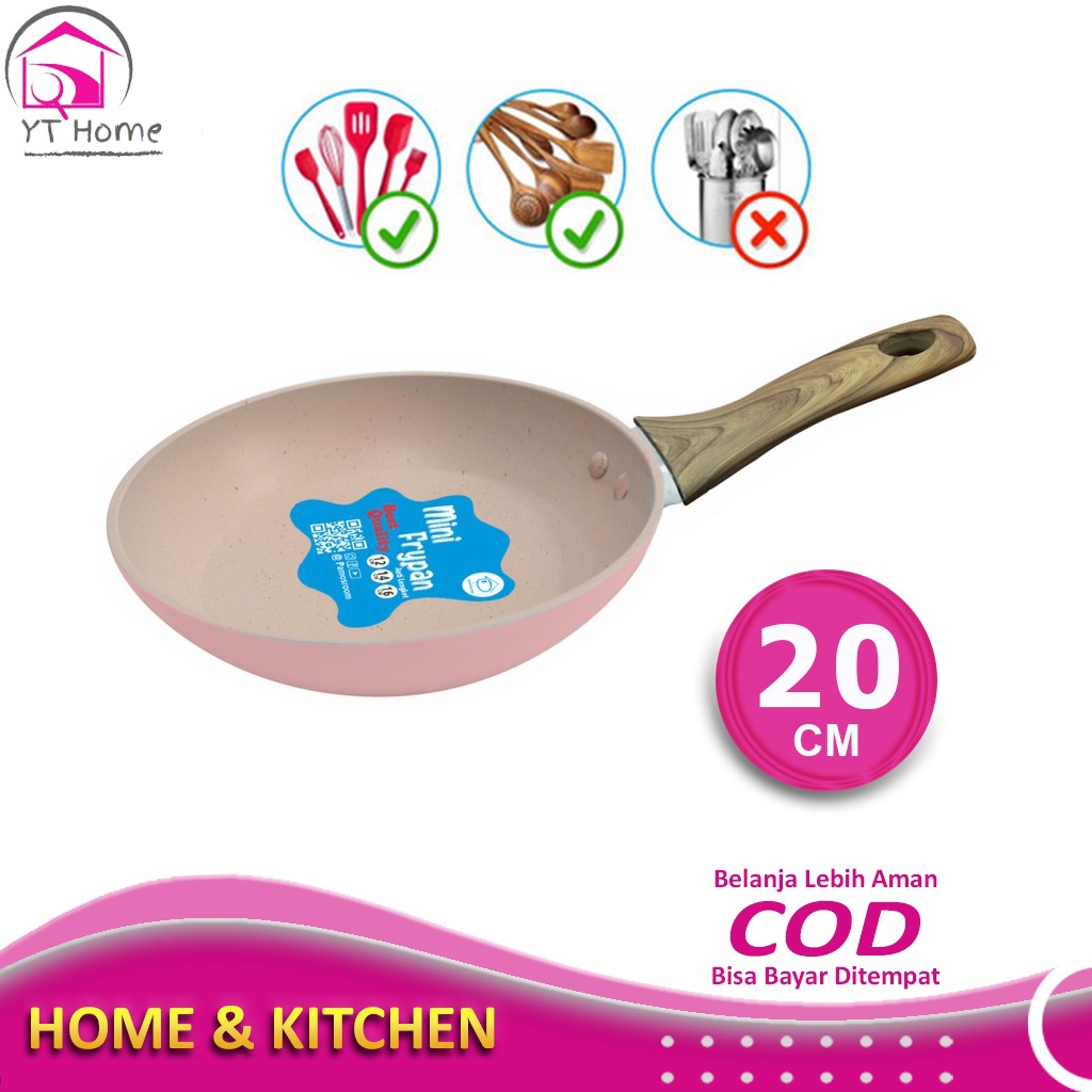 Jual Wajan Penggorengan Teflon Teplon Marble Fry Pan Frypan Wok Pan 20 cm Marble Granite Anti ...