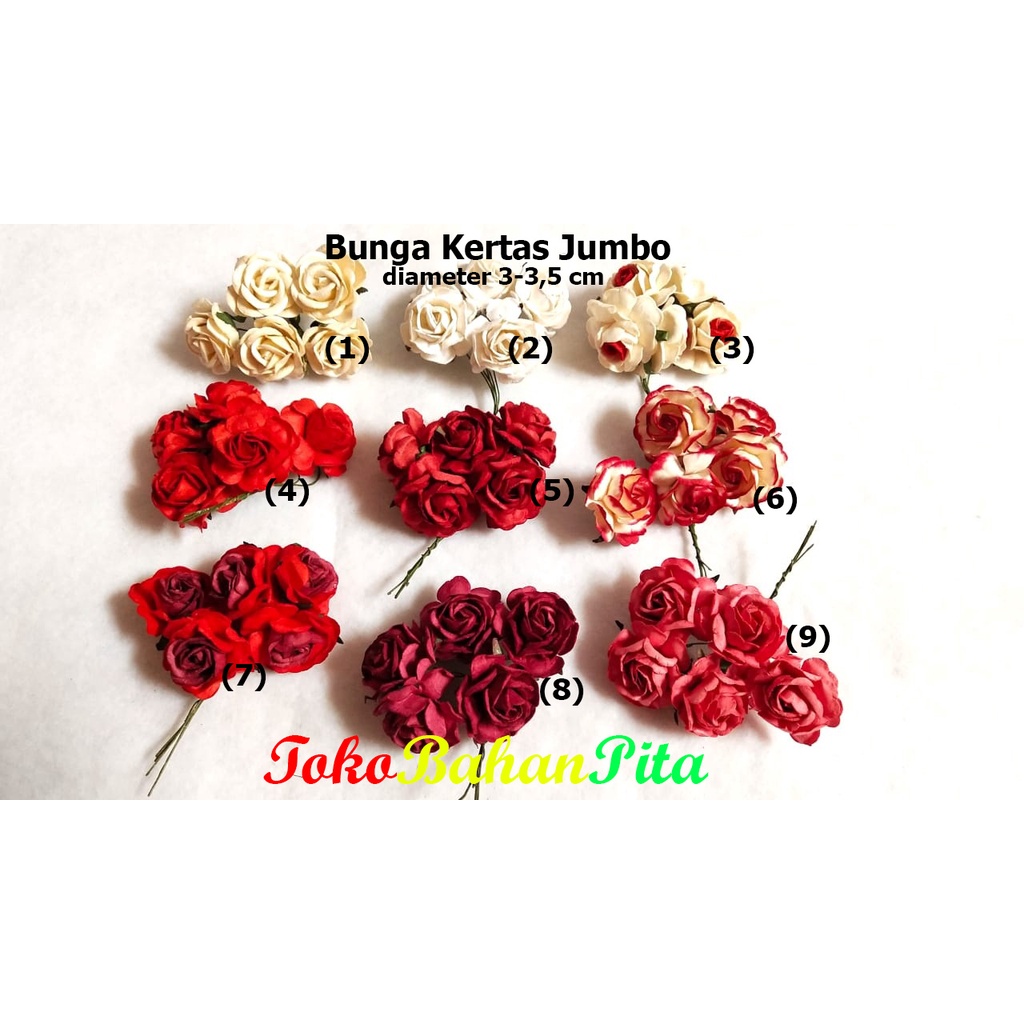 Jual (1 IKAT) BUNGA MAWAR KERTAS JUMBO | BUNGA HIAS | BUNGA CRAFT ...