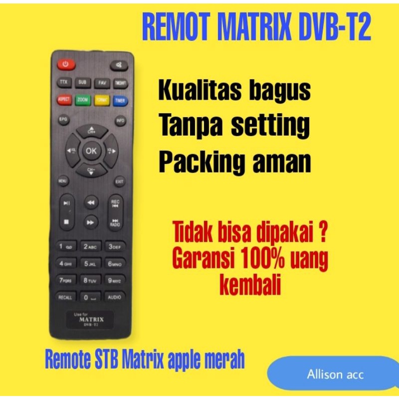 Jual REMOT STB MATRIX MERAH REMOTE SET TOP BOX MATRIX APPLE MATRIX HD ...