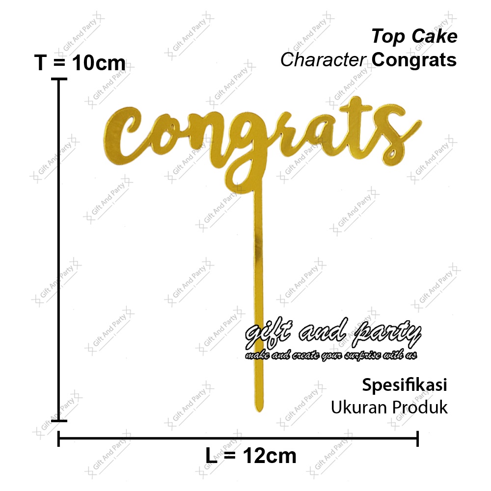 Jual Cake Topper Congrats / Topper Cake Dekorasi Kue / Hiasan Kue ...