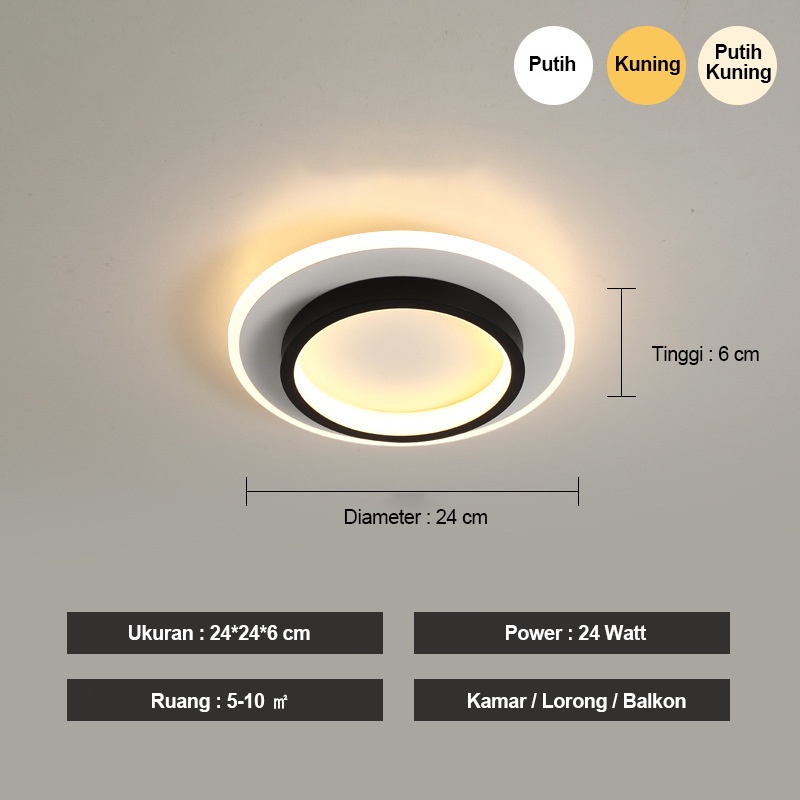 Jual Golden LED Lampu Plafon 3 Warna LED Ceiling Light Lampu Hias Rumah ...