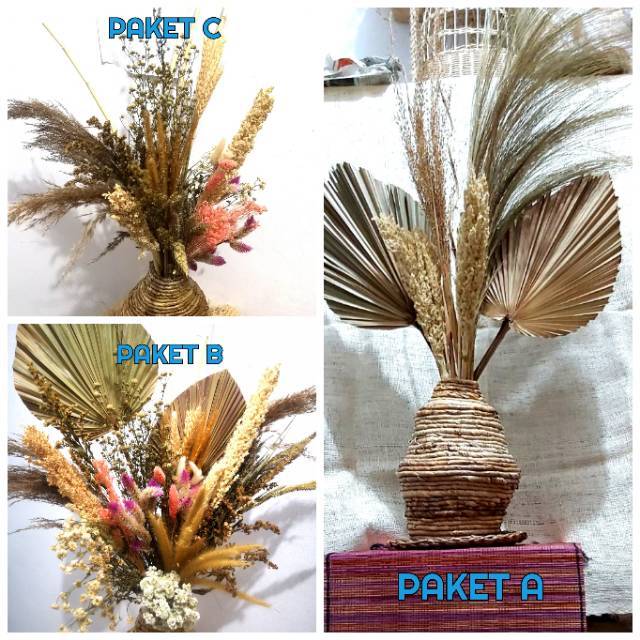 Jual Bouquet bunga kering palem rayung kering | Shopee Indonesia