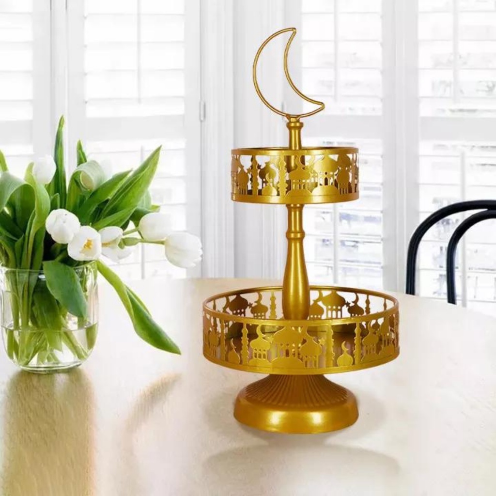 Jual Hampers Lebaran 2 Tier Ramadhan Cake Stand Emas / Tempat Kue ...