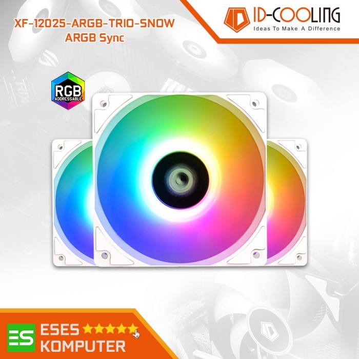 Jual ID-COOLING XF-12025-ARGB-TRIO SNOW - 3 White Fan 120mm PWM ARGB Sync | Shopee Indonesia