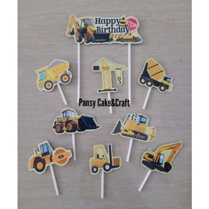 Jual Cake topper / Cupcake topper Excavator / alat berat / buldoser ...
