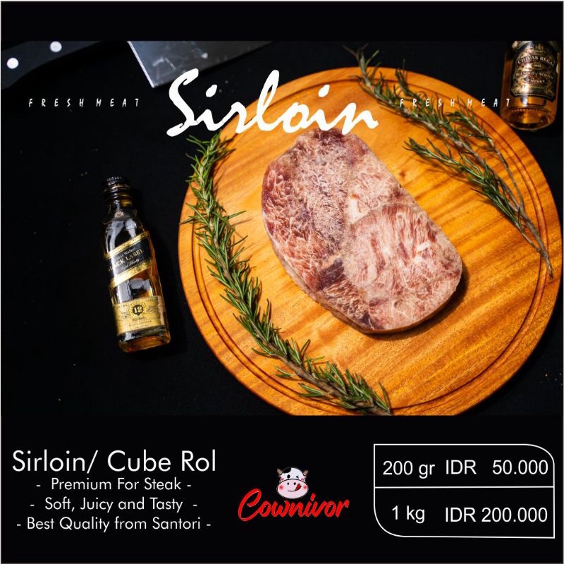 Jual Santori Blue Label Sirloin Beef Steak 1 slice 200 gr / 5 slice 1 ...