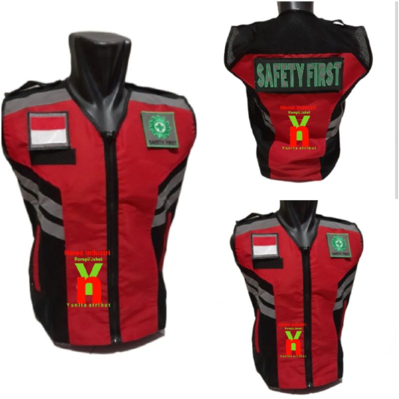 Jual Rompi Safety Merah + Logo | Shopee Indonesia