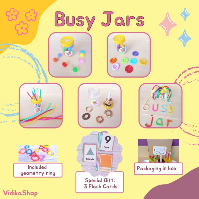 Jual Busy Jars Complete Set 5 jars Sensory Play - Kuning Promo | Shopee ...
