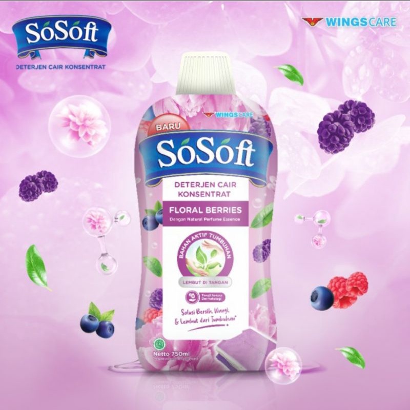 Jual Sosoft Detergent cair Floral Berries | Shopee Indonesia