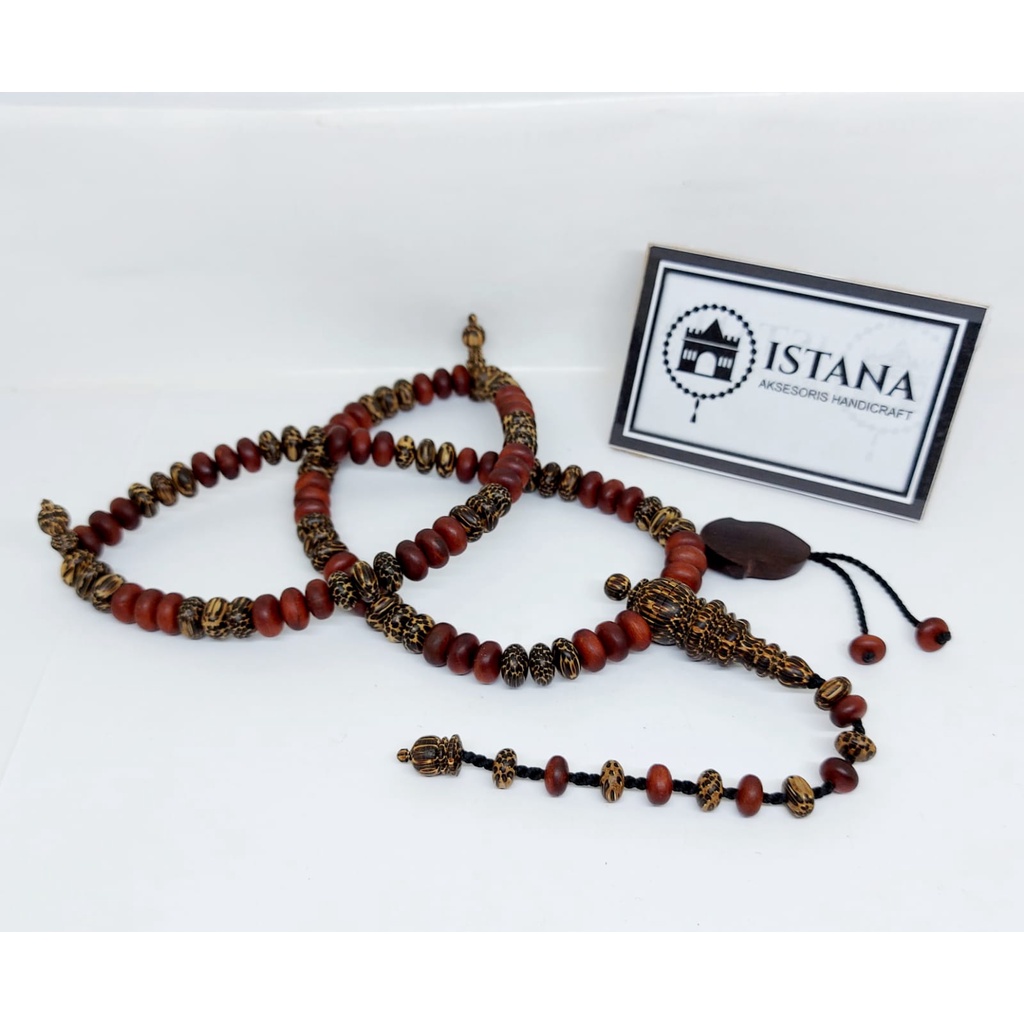 Jual tasbih liwung hitam kombinasi kayu nagasari butiran pipi | Shopee ...