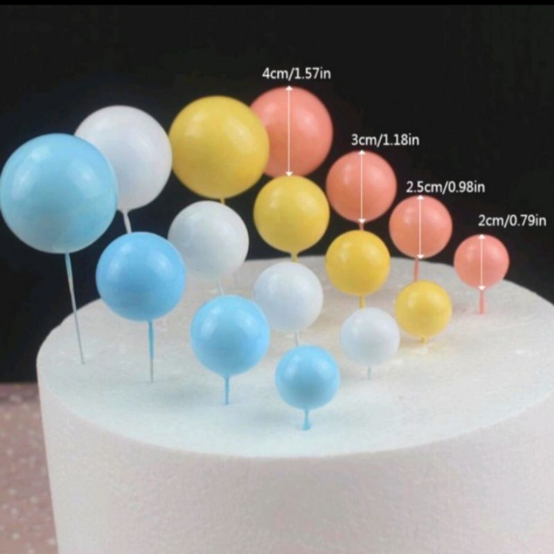 Jual 4pcs Topper Bola, Topper Bulat, Hiasan Kue Bulat warna Pastel ...