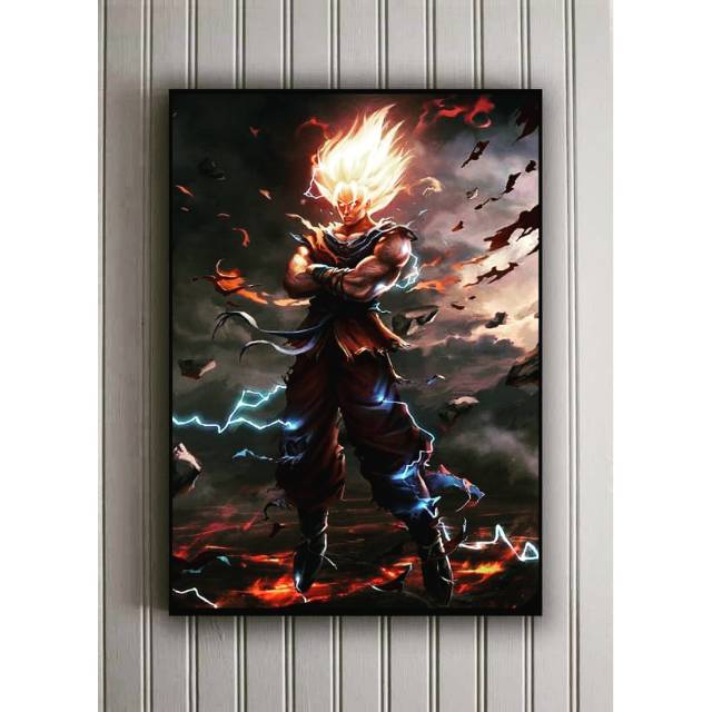Jual Hiasan dinding poster pigura kayu son goku | Shopee Indonesia