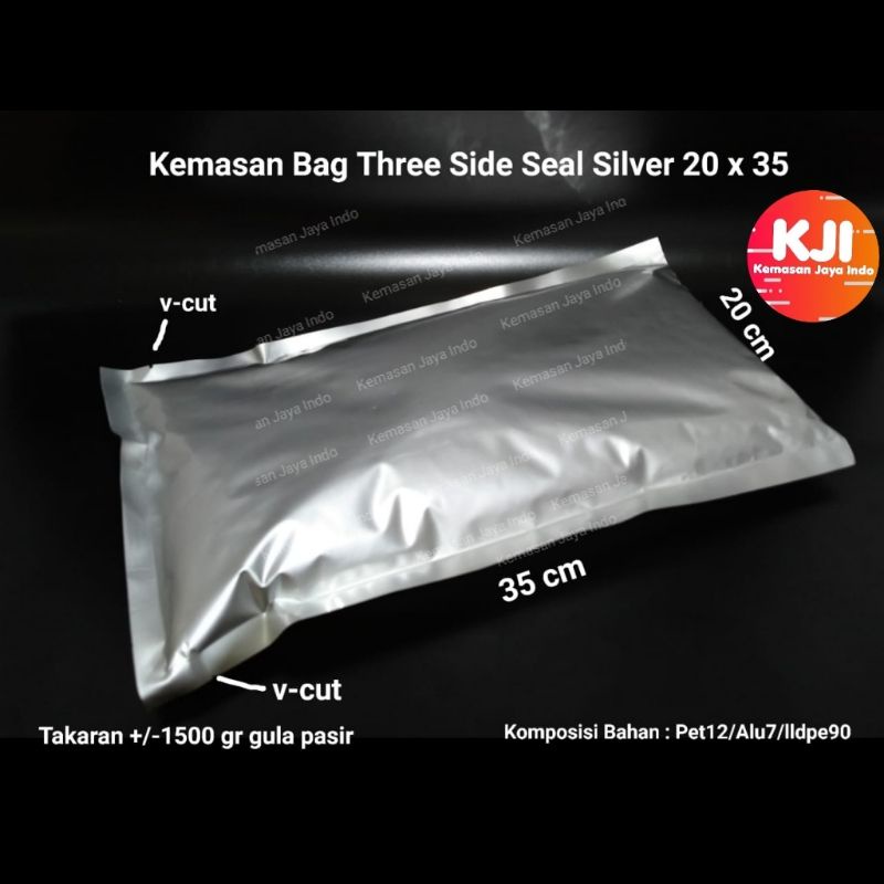 Jual Kemasan Bag 3 side seal silver 20x35.kemasan powder bumbu susu ...