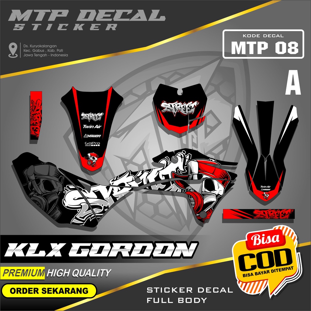 Jual (GRATIS ONGKIR) Decal Klx Gordon-Dekal Sticker Klx Gordon Full ...