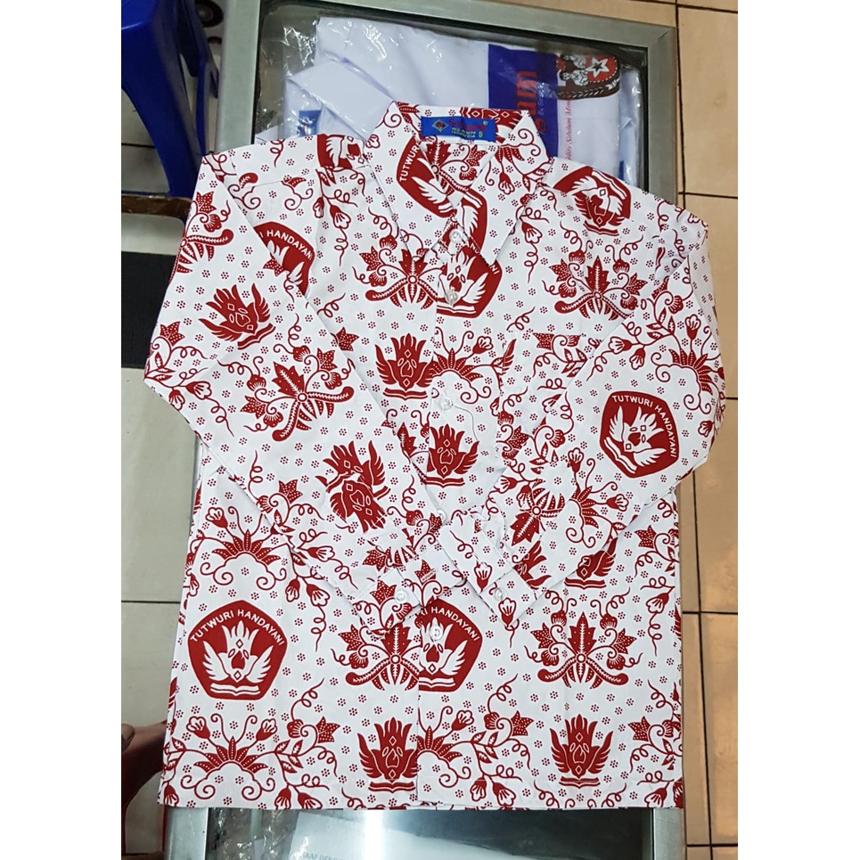 Jual Baju Batik Lengan Panjang Merah Seragam Sekolah Anak SD Merk ...
