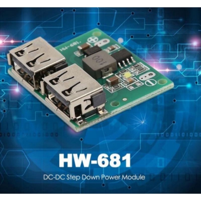Jual HW-681 DV stepdown Charger power modul dual USB 9v 12v 24v to 5v 3a | Shopee Indonesia