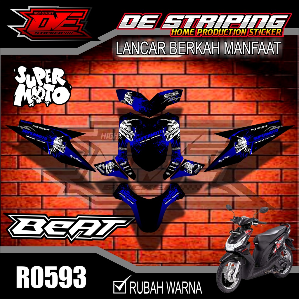 Jual Stiker/Striping Variasi Motor Beat Karbu Motif Supermoto Balap ...