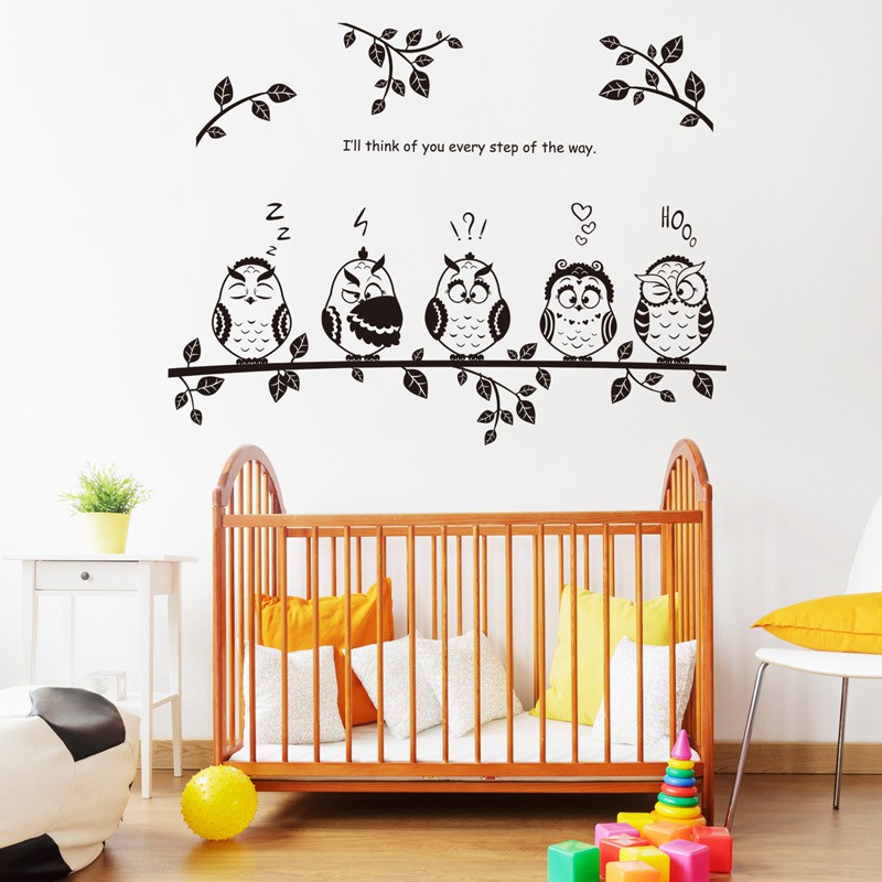 Jual RELIZA Wallsticker 50X70 Black owl hitam burung hantu WALL STICKER ...