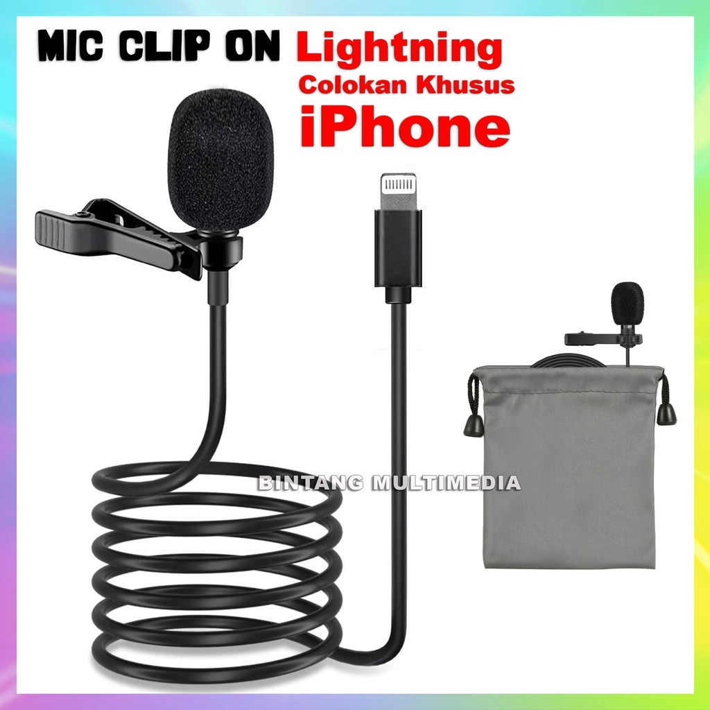 Jual Mic HP Clip On iPhone iPad Lavalier Lightning Microphone Handphone ...