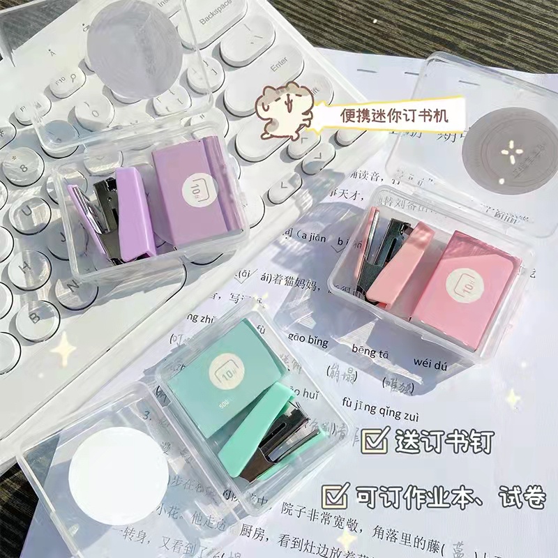 Jual Stapler 10 Andstaple Cute Set Stapler Mini Set Staples Perlengkapan Kantor Mengikat Logam