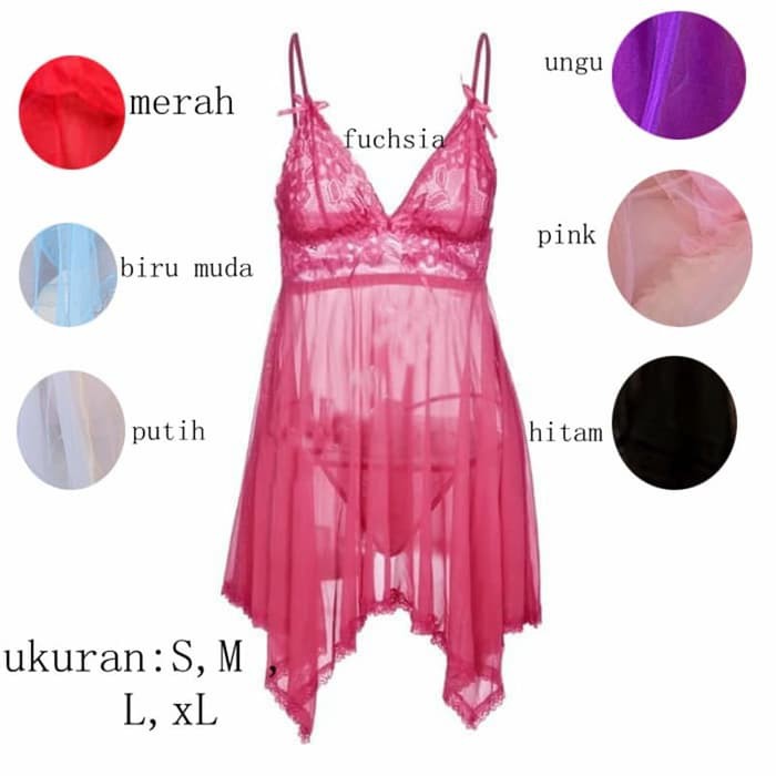 Jual Promo Lingerie Sexy Dress Seserahan Transparan Seksi Merah A125