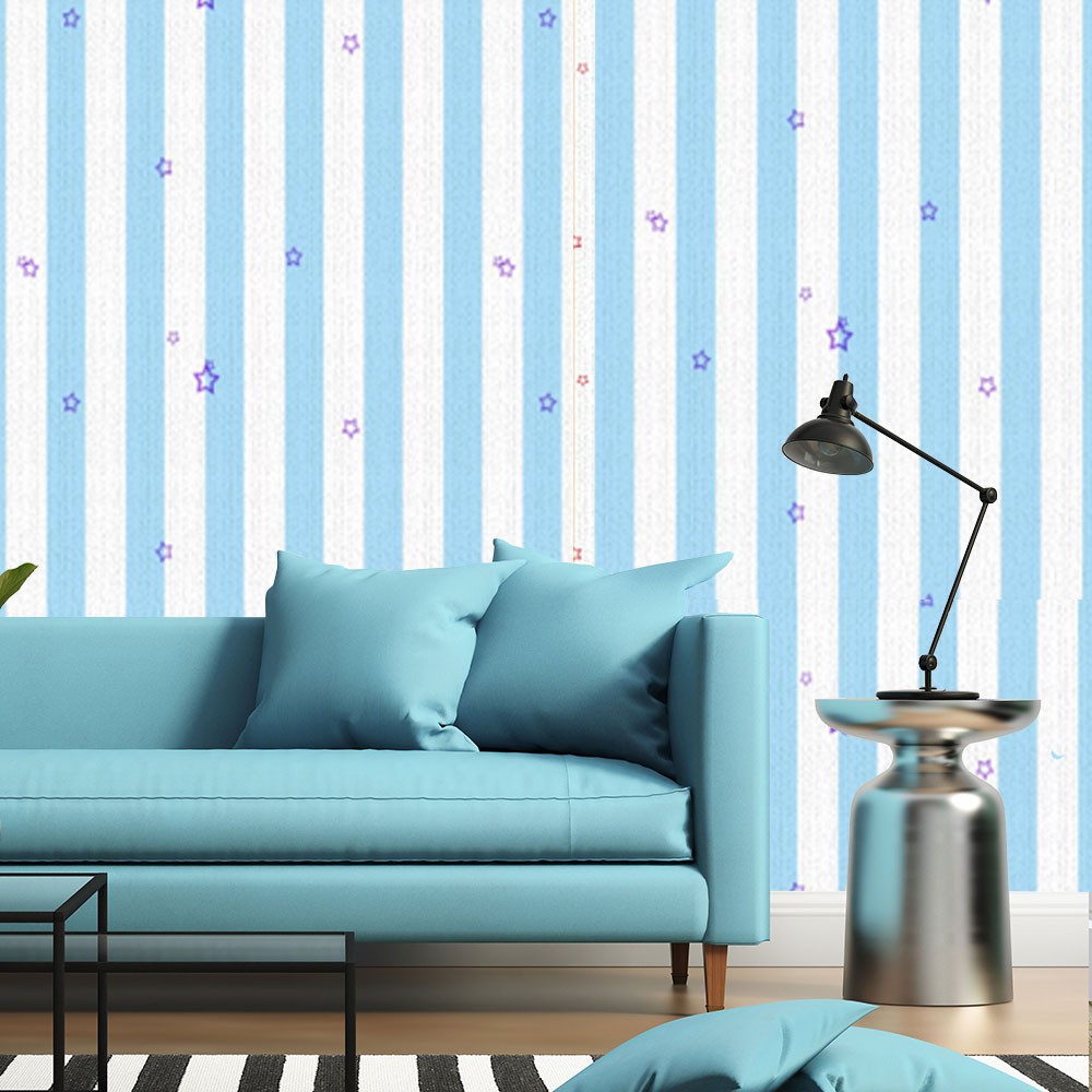 Jual Wallpaper Dinding Motif Garis Bintang Biru Wallstiker Kode CY1131 ...
