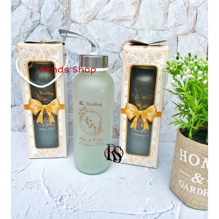 Jual GRATIS SABLON Souvenir Botol Kaca Doff Tumblr 420ml Wedding ...