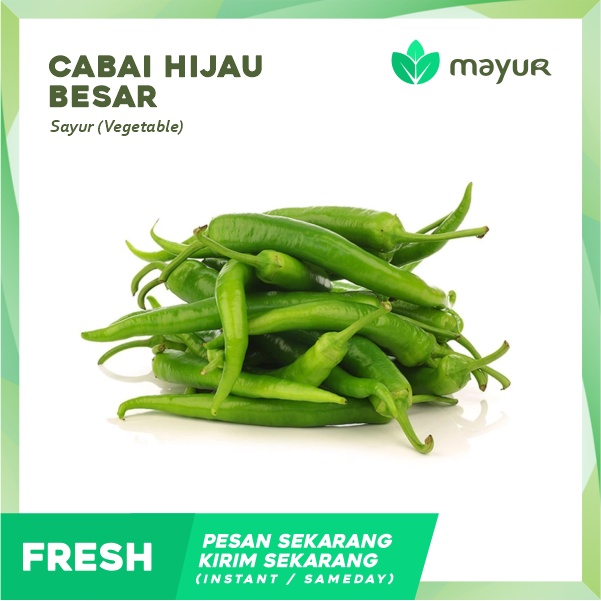 Jual Cabe / Cabai Hijau Besar (100 gr / 200 gr / 500 gr) | Shopee Indonesia