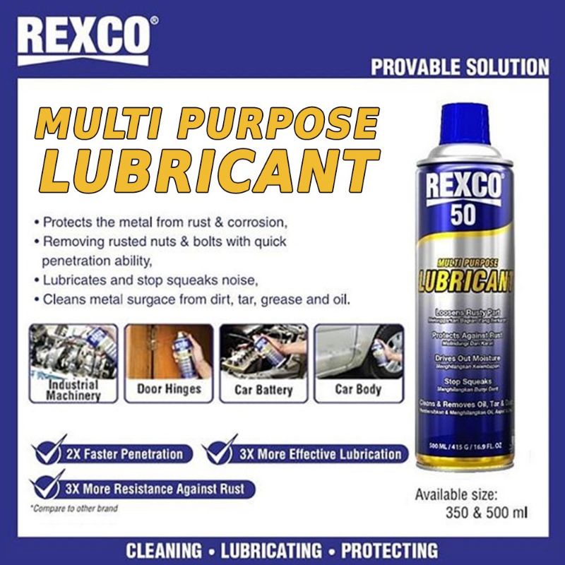 Jual REXCO 50 350ml / 500ml / lubricant spray pelumas minyak serba guna 350 ml / 500 ml | Shopee ...