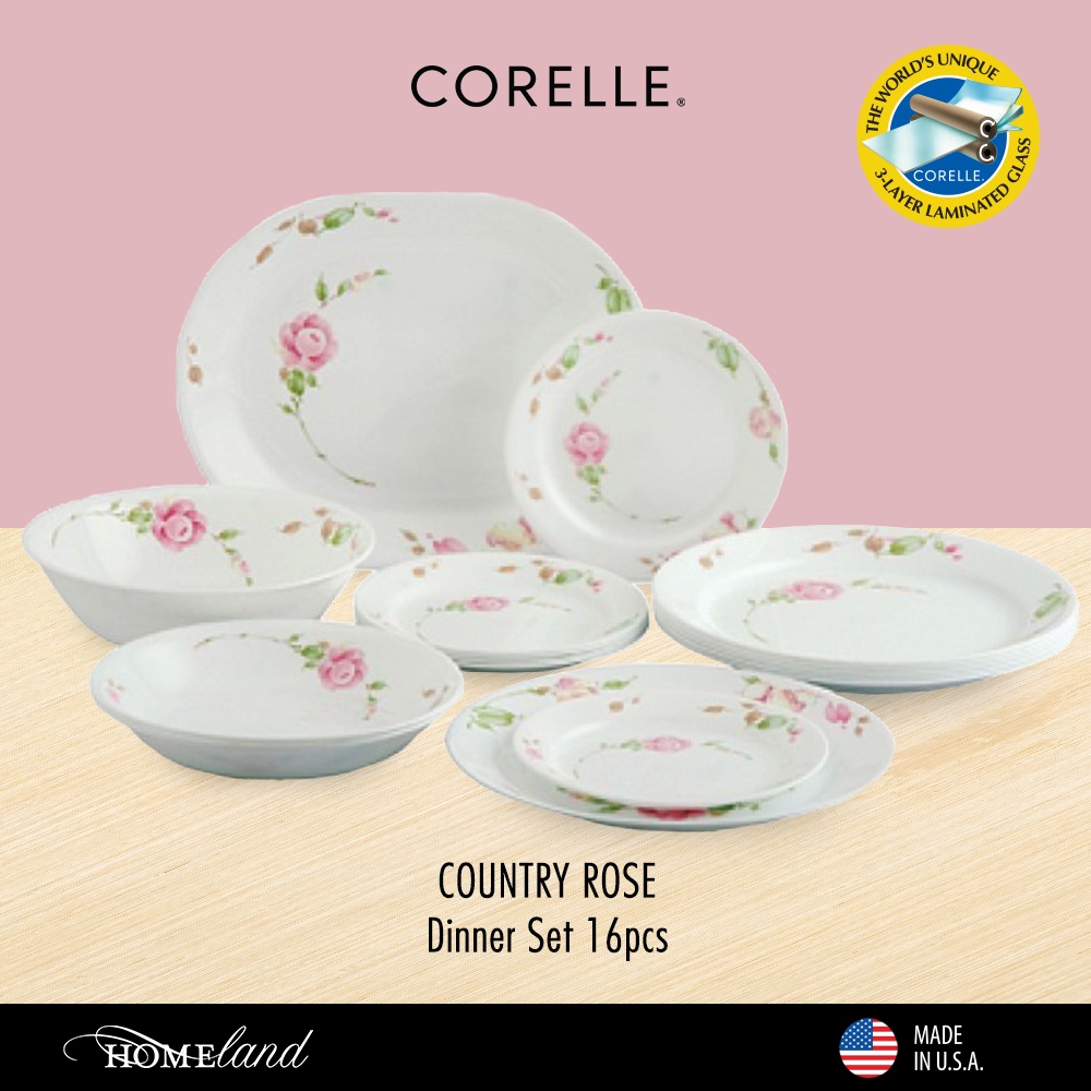 Jual CORELLE COUNTRY ROSE Dinner Set / Set Piring Makan | Shopee Indonesia