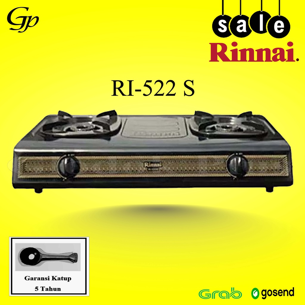 Jual Rinnai RI-522S Kompor Gas 2 Tungku Teflon ri 522 s rinai ri522s ...
