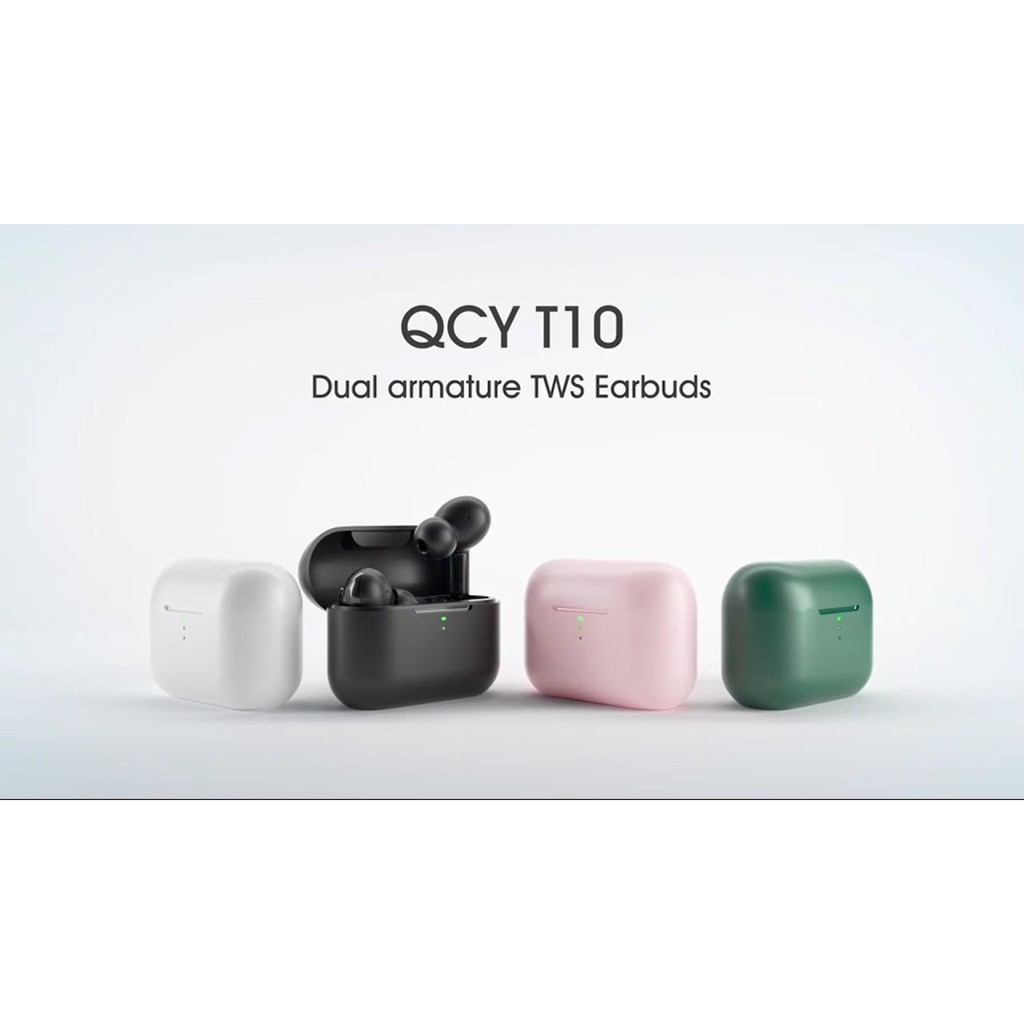 Jual QCY T10 - Wireless Earphone Bluetooth 5.0 TWS with 600mAh Storage Box | Shopee Indonesia