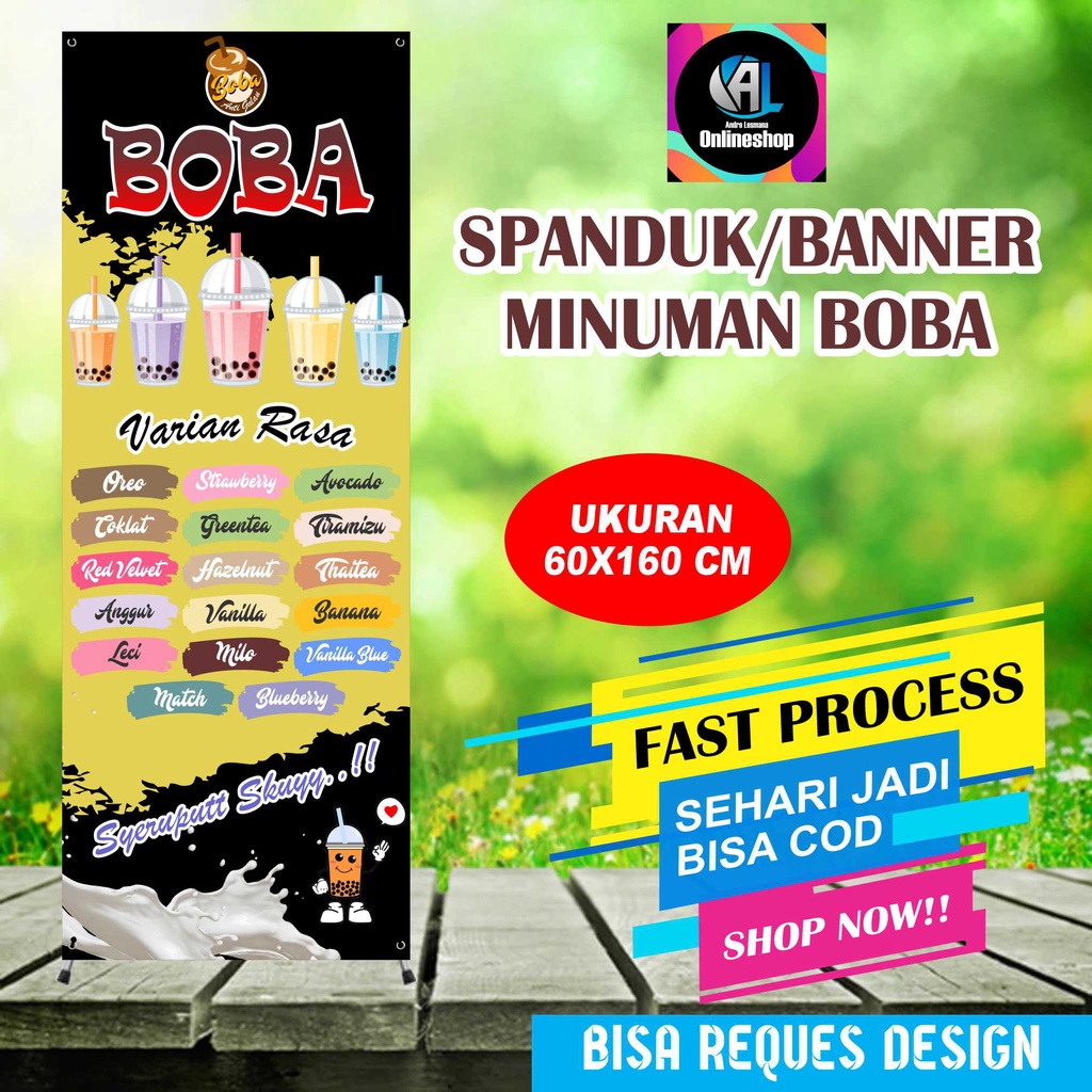 Jual Spanduk, Banner Berdiri Boba Anti Galau | Shopee Indonesia