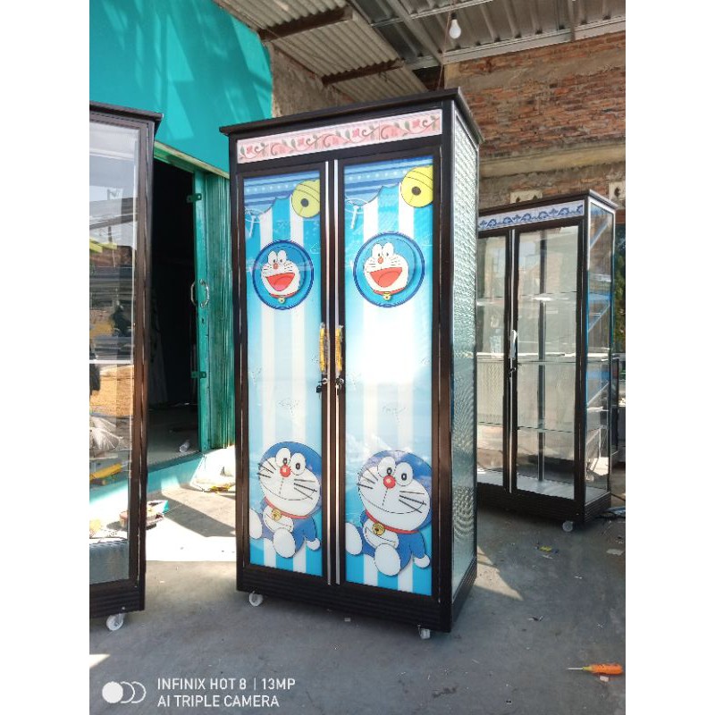 Jual lemari pintu 2 gambar karakter / almari pakaian kaca bukan plastik ...