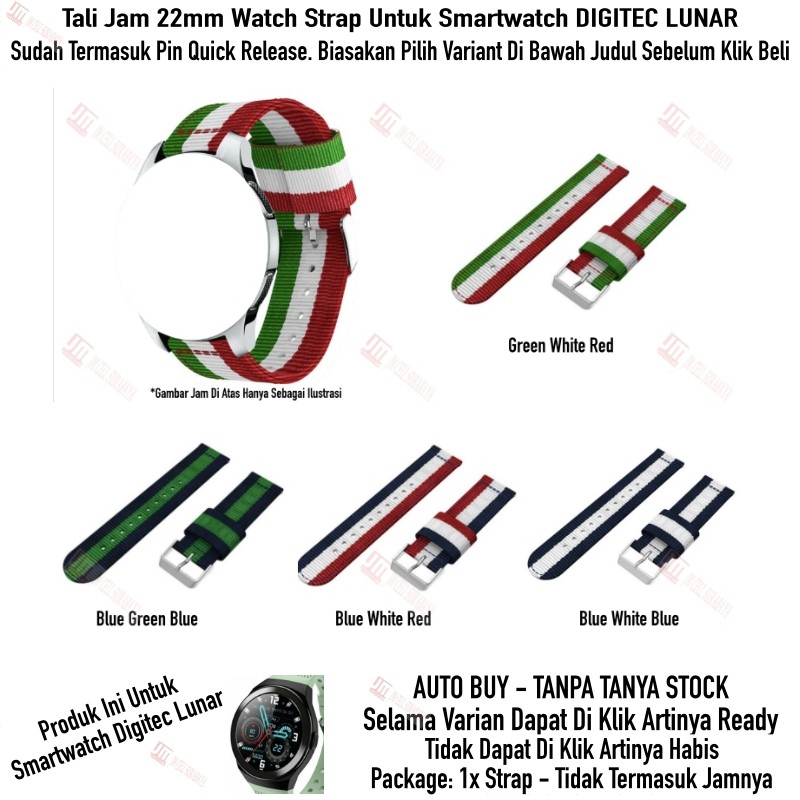 Jual Tali Jam 22mm Watch Strap Smartwatch Digitec Lunar - Quick Release ...