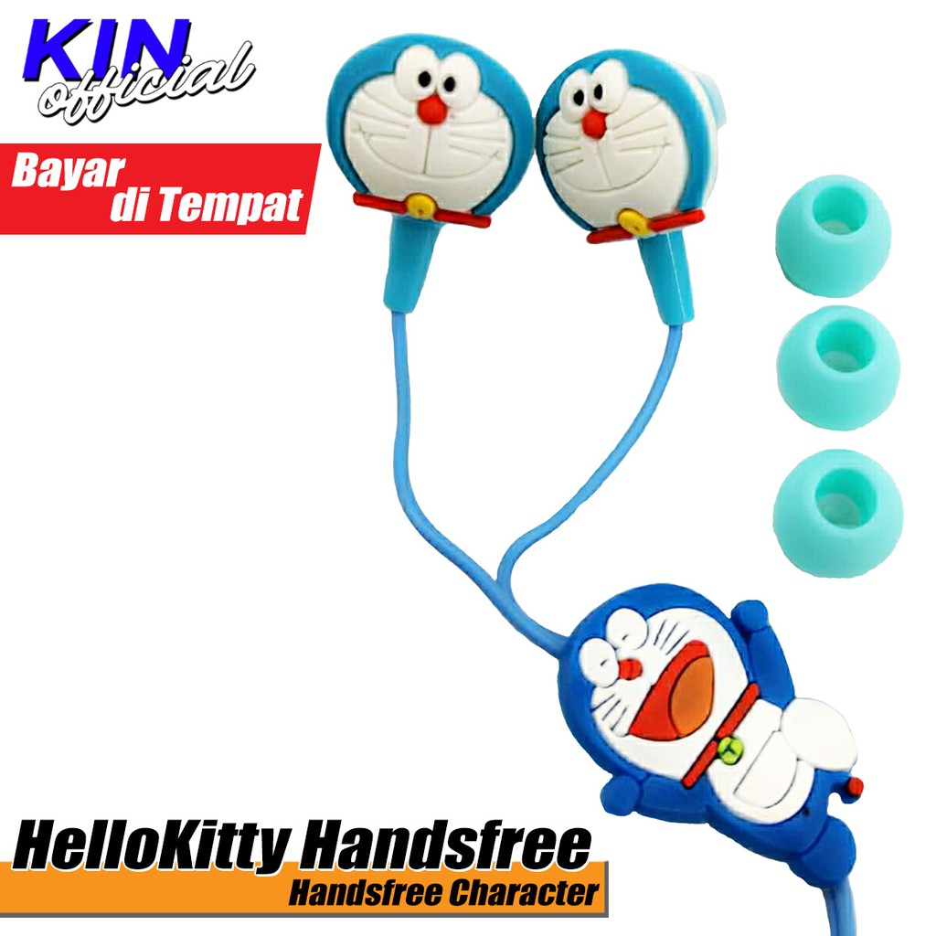Jual KIN Character Doraemon HelloKitty Audio Earphone Bass Sport ...