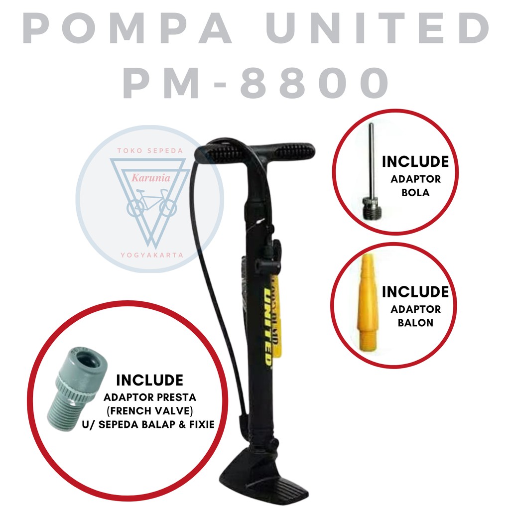 Jual Pompa Motor Sepeda United PM-8800 PM 8800 PVC AV FV Schrader ...