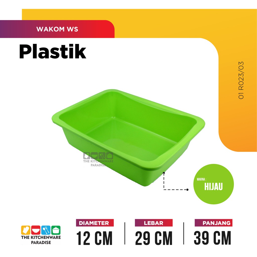 Jual WASKOM ATAU BASKOM PLASTIK DIAMETER 39CM BENTUK PERSEGI PANJANG ...
