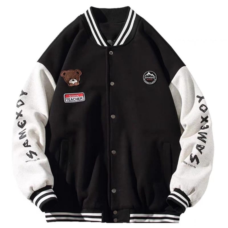 Jual jane jacket ala cewe korea/javket varsity patch lucu/jacket sporty ...