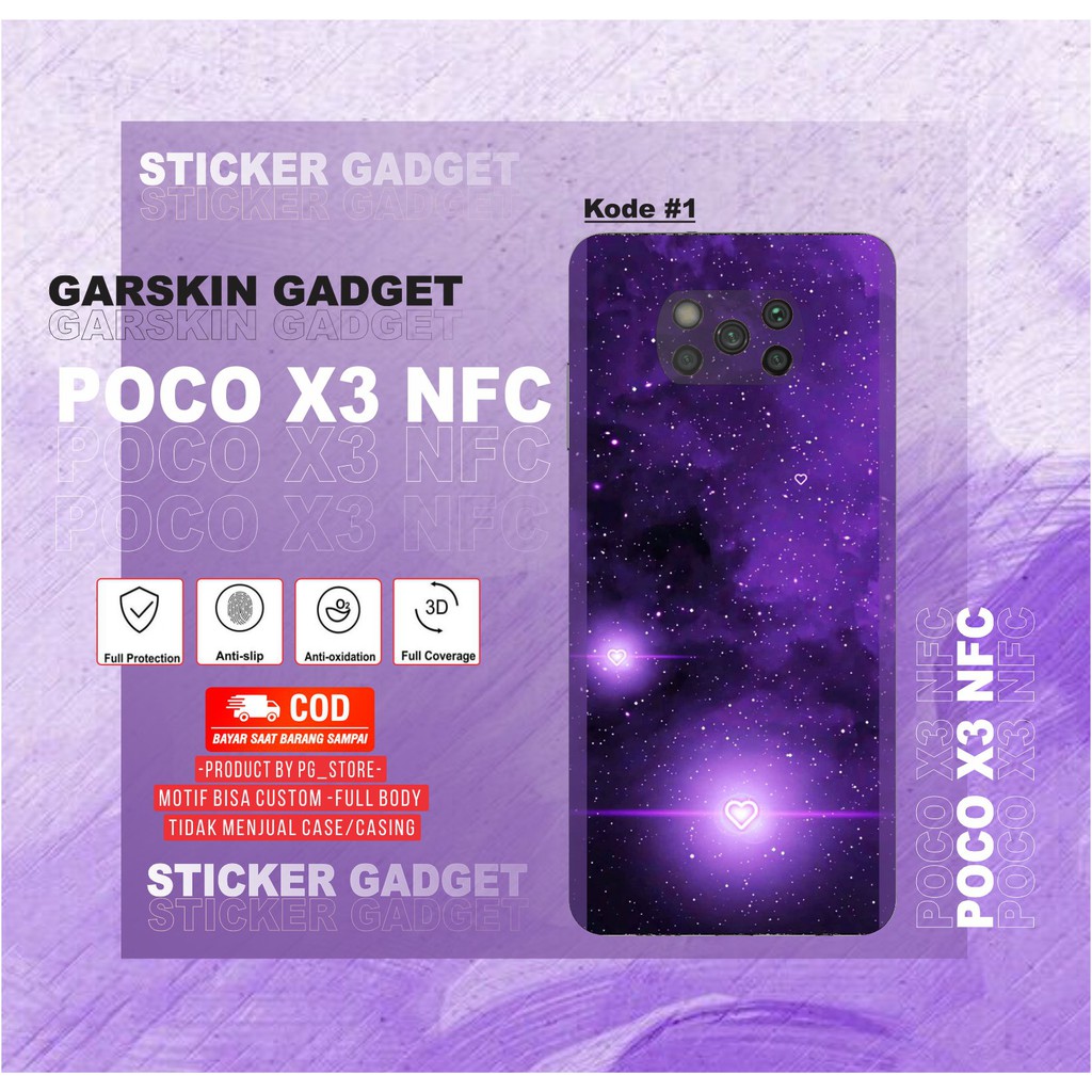 Jual Garskin POCO X3 NFC Sticker Original Motif Color Ungu (Isi 2pcs ...