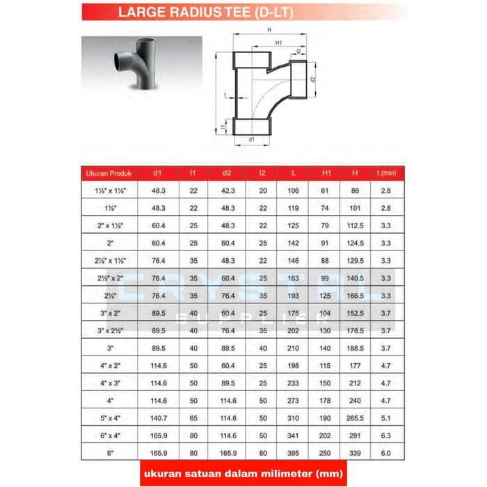 Jual Tee Y 90° RUCIKA 4 x 2" inch D-LT PVC Large Radius Tee TY 90 derajat | Shopee Indonesia
