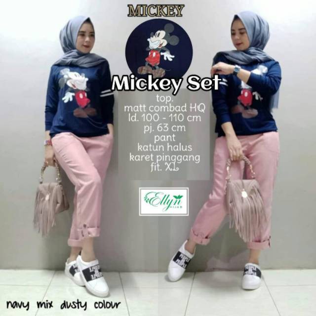 Jual mickey set • navy mix dusty Girls Muslim Casual | Shopee Indonesia